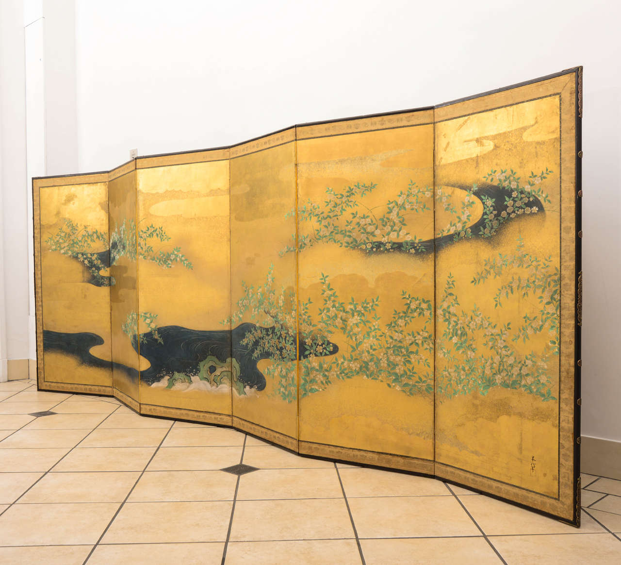 Edo Six-Panel Japanese Screen For Sale at 1stDibs