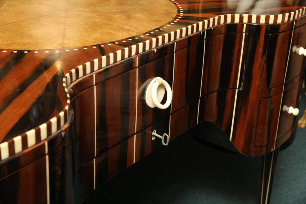 Magnificent Art Deco Ivory Inlaid and Parchment Writing Desk at 1stDibs ...