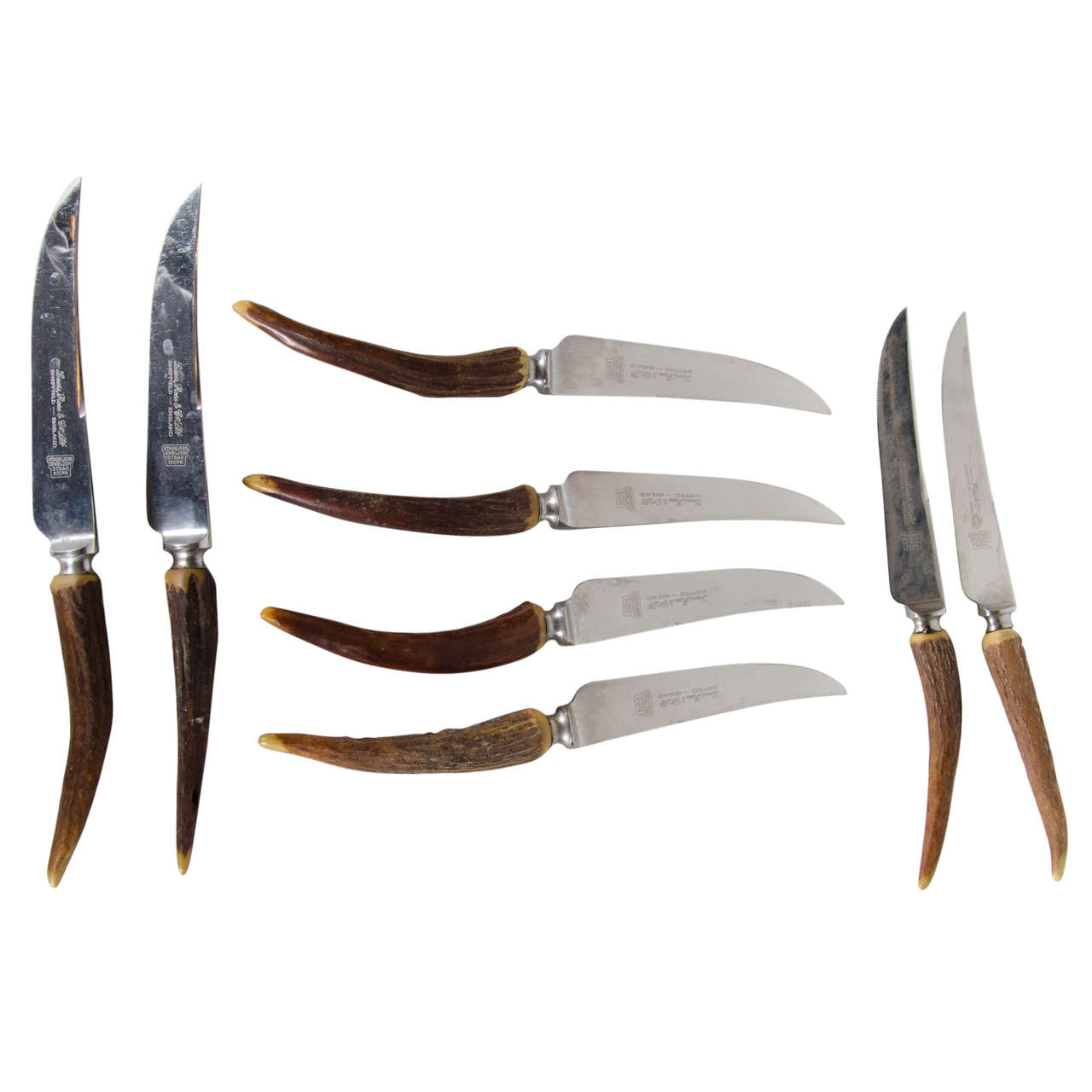 Set of Eight Horn Handled Knives by Lewis. Rose and Co., Sheffield ...