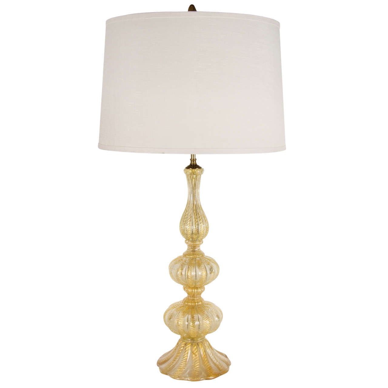 Pair of Hand-Blown Glass Table Lamps with Controlled Bubbles by ...
