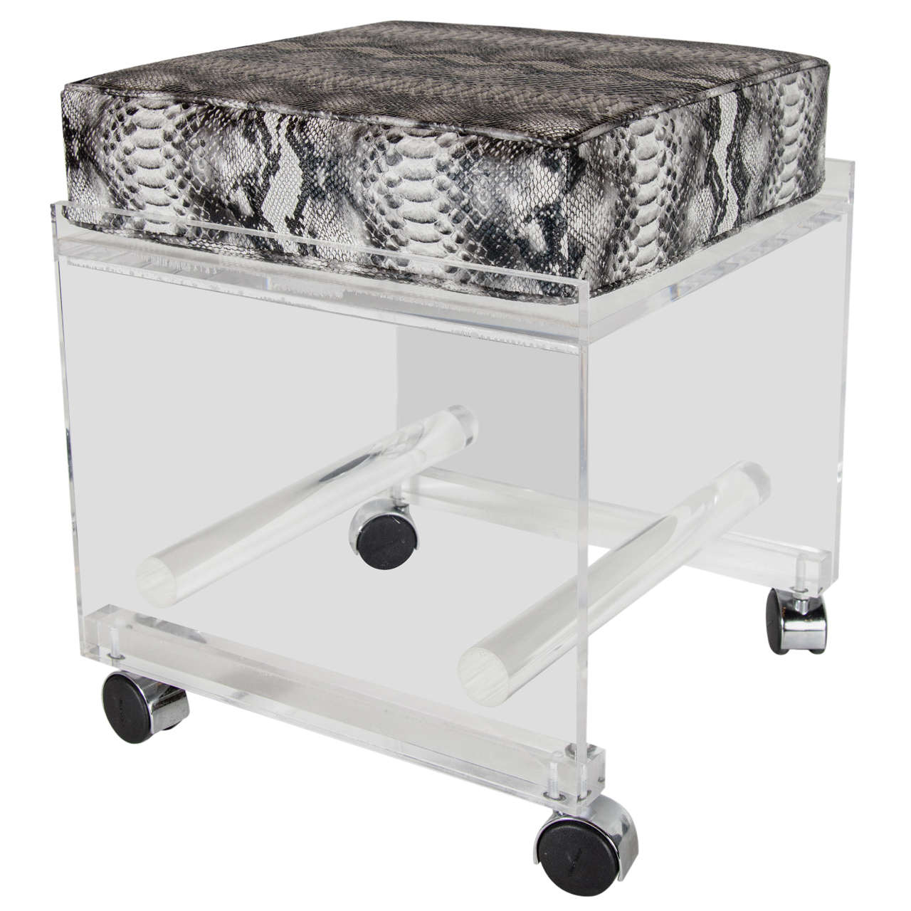 Mid Century Lucite Rolling Stool at 1stDibs