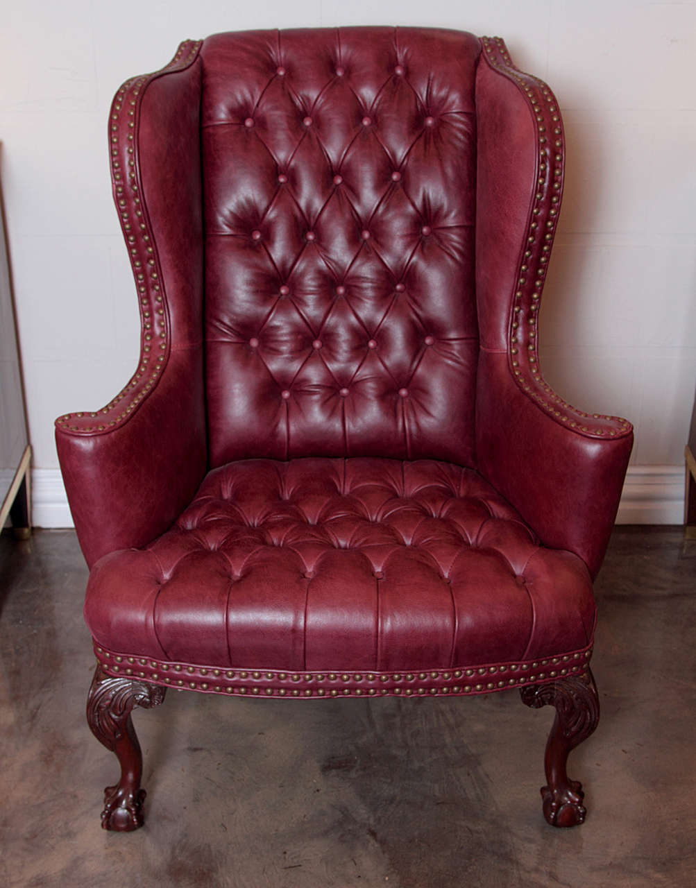 19th Century English Tufted Leather Chippendale Wing Chair at 1stDibs ...
