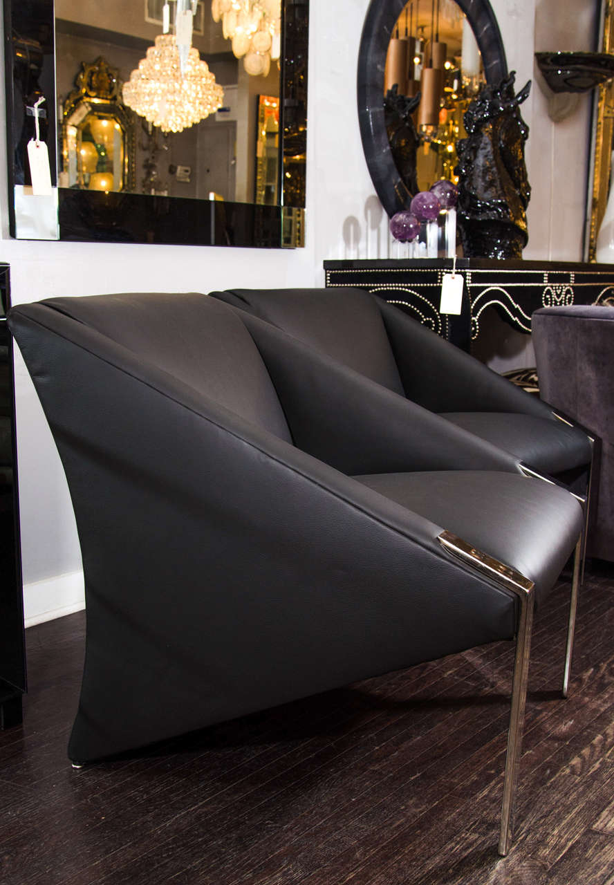 Pair of Andree Putman Chairs with Chrome Detail at 1stDibs | andree ...