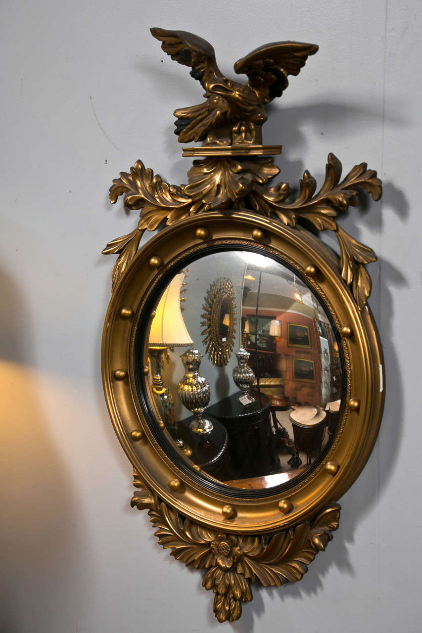 Pair of American Federal Style Round Convex Mirrors at 1stDibs ...