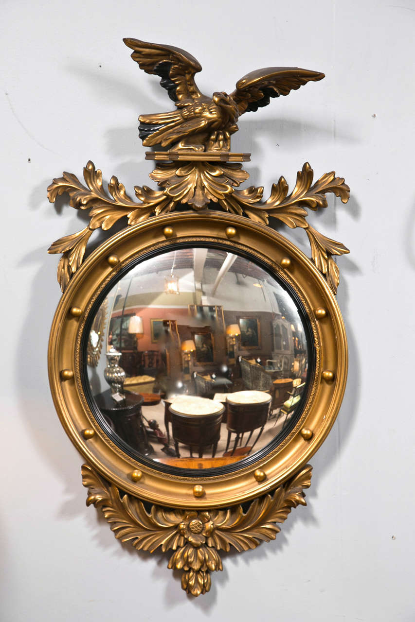 Pair of American Federal Style Round Convex Mirrors at 1stDibs ...