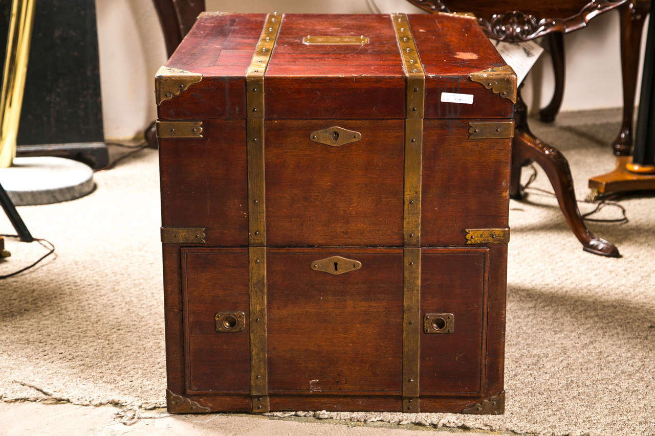 Campaign Style Mahogany Chest Side Table at 1stDibs