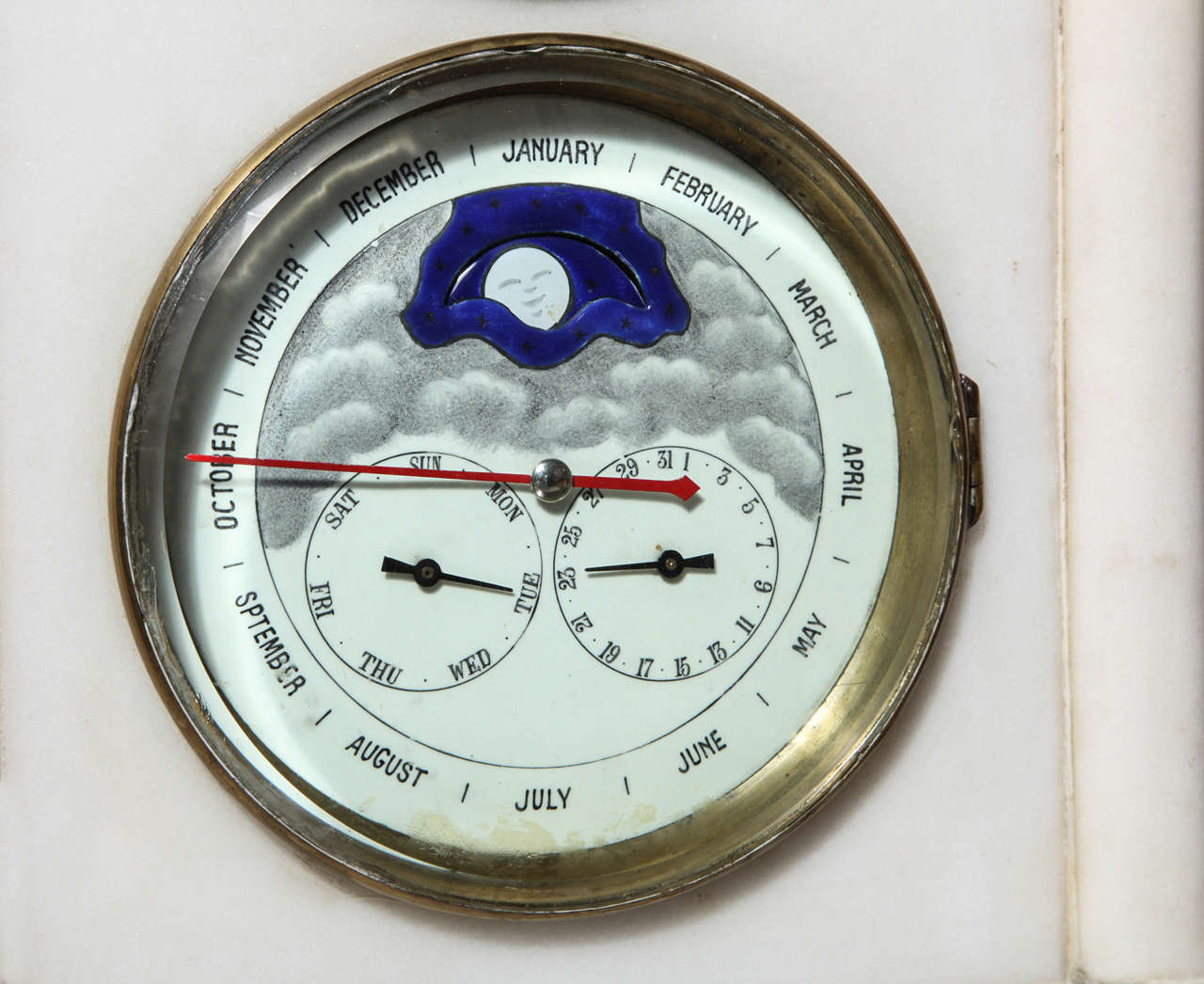 19th Century French Marble Calendar and Moon Phase Clock For Sale at ...