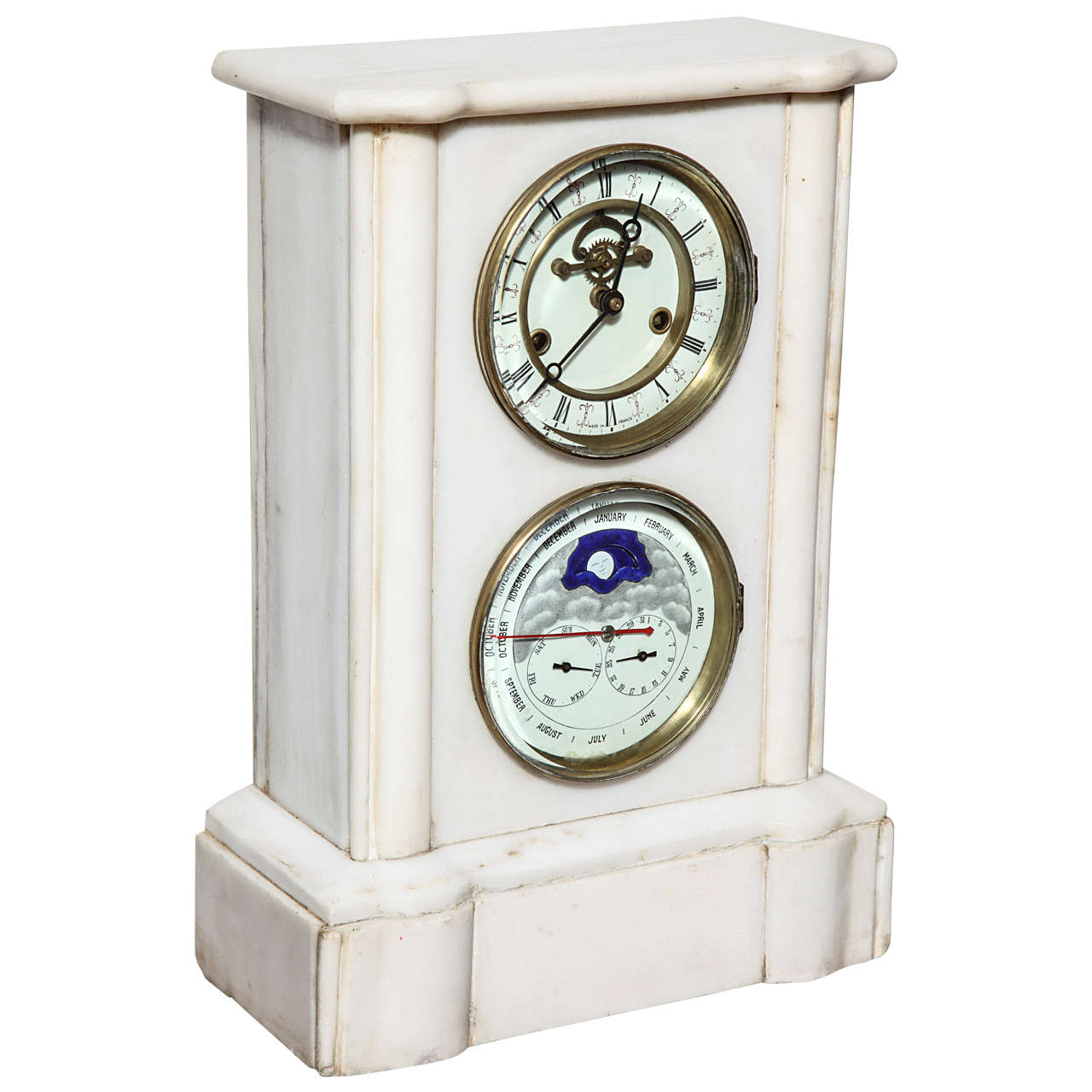 19th Century French Marble Calendar and Moon Phase Clock For Sale at ...