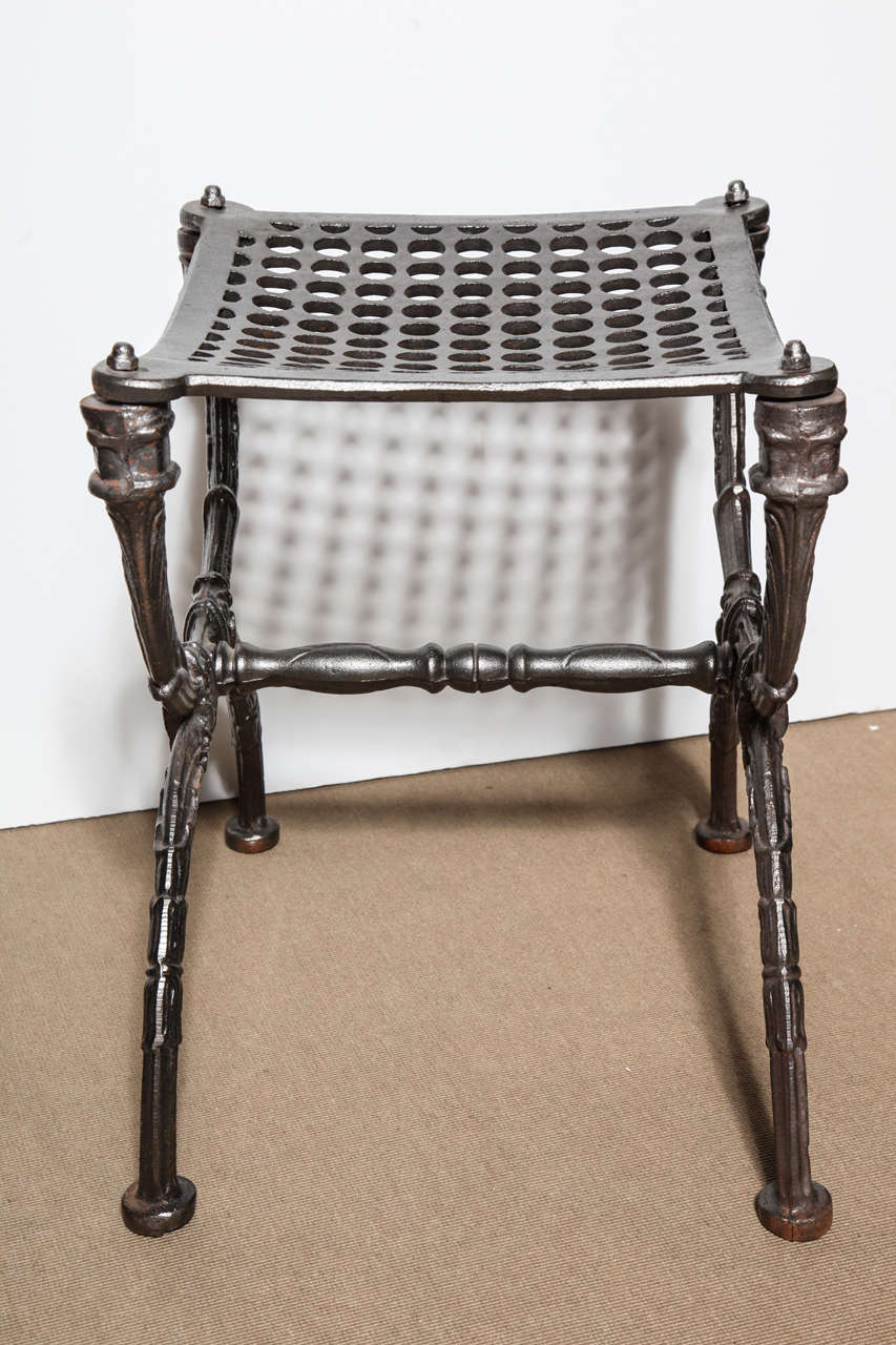 Polished Iron En Curule Stool For Sale at 1stDibs