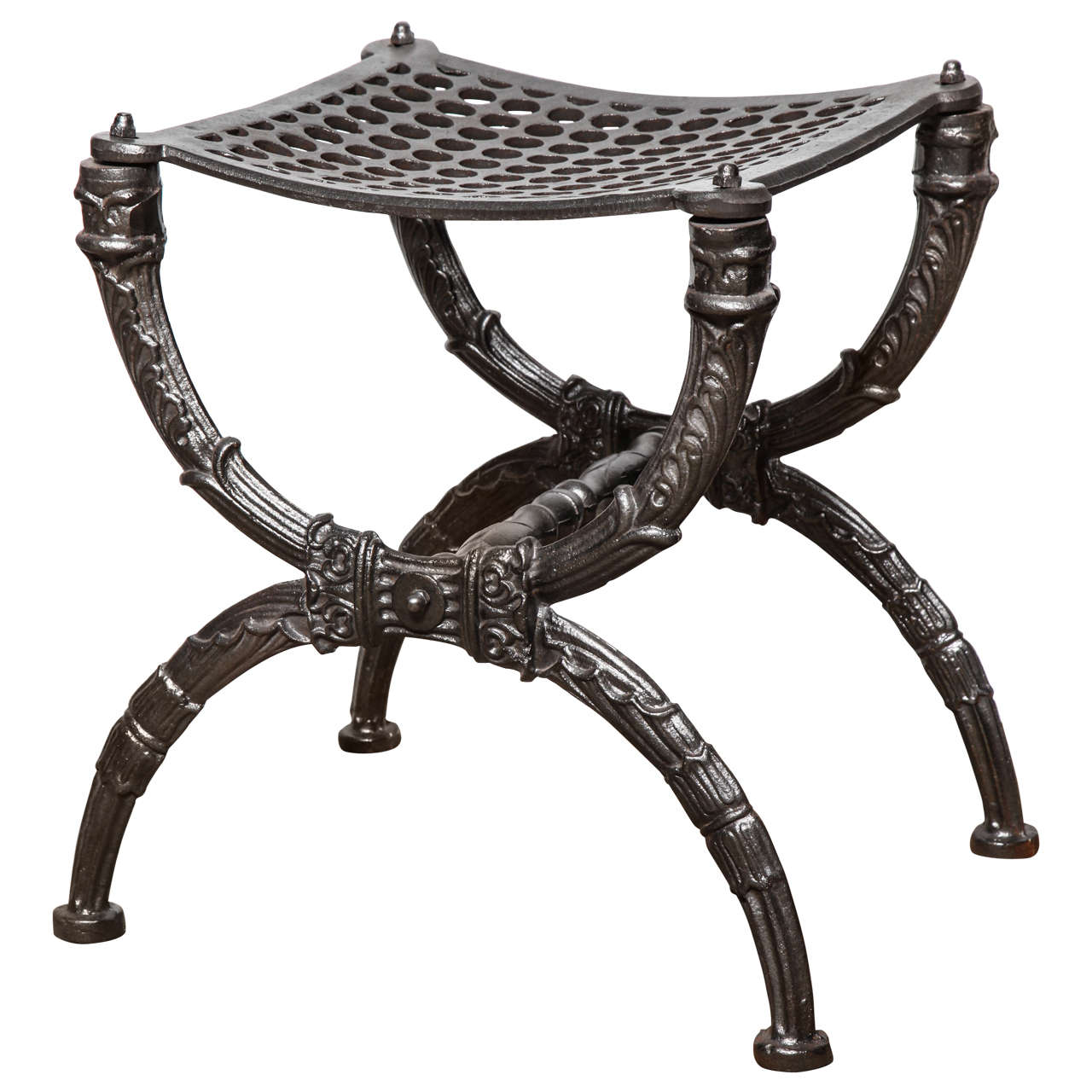 Polished Iron En Curule Stool For Sale at 1stDibs