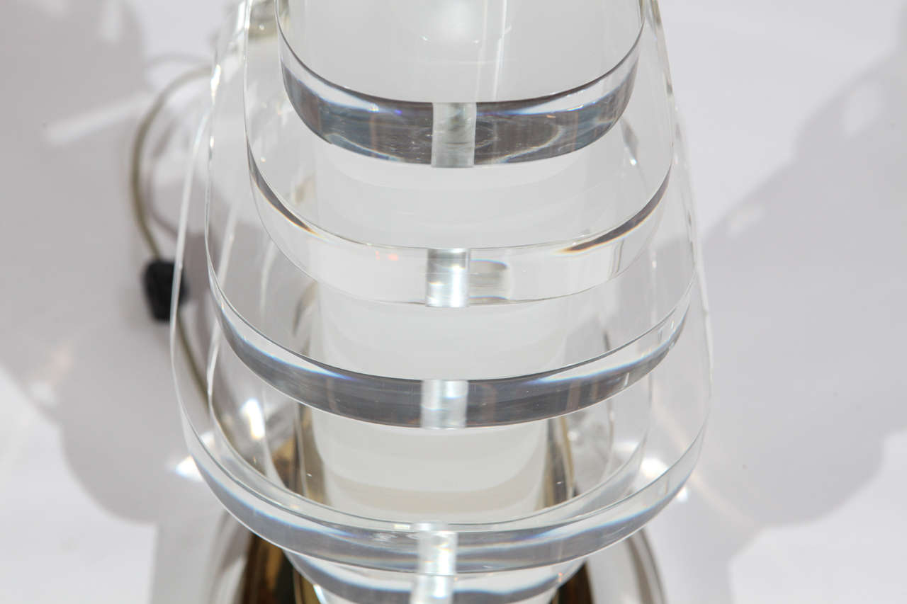 Lucite and Brass Lamp For Sale at 1stDibs