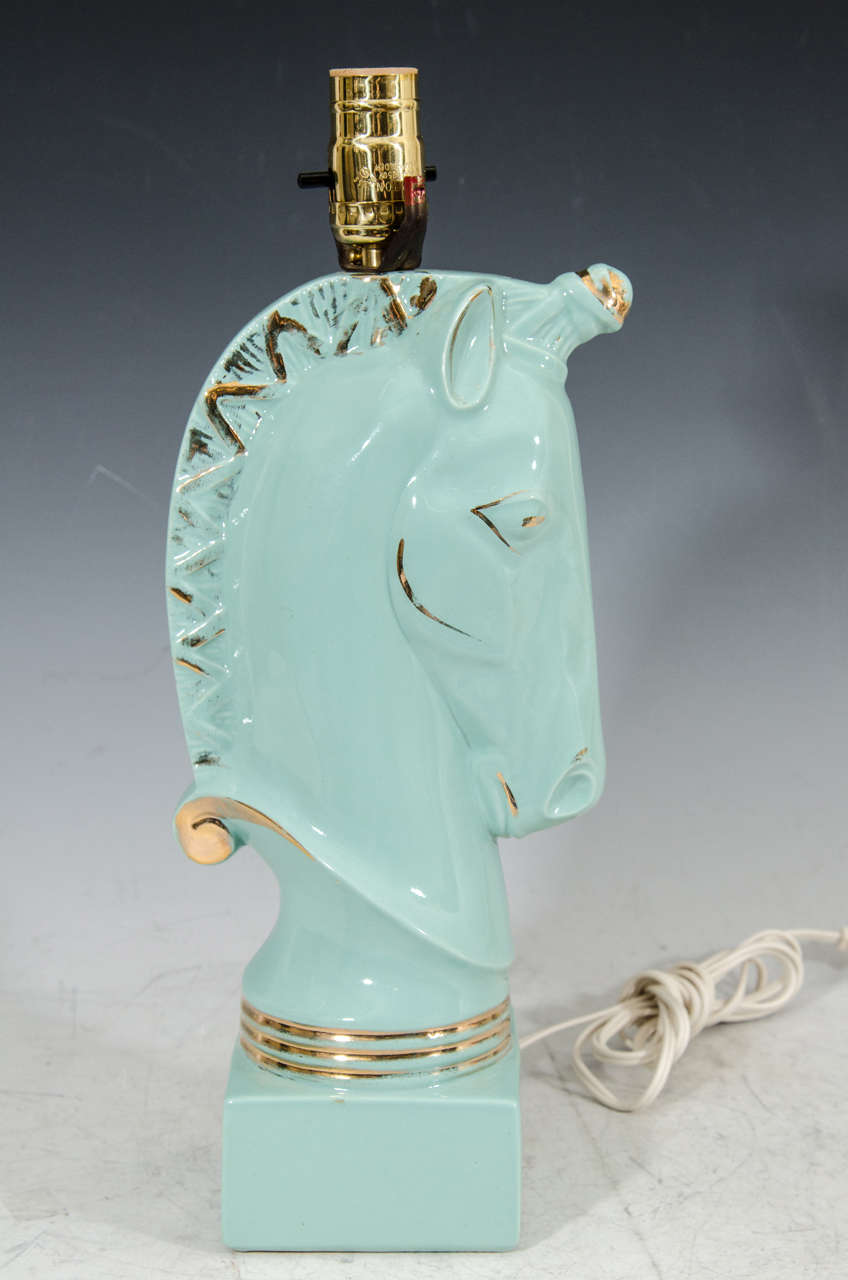 Vintage Pair of Seafoam Green Sculptural Horse Head Lamps at 1stDibs ...