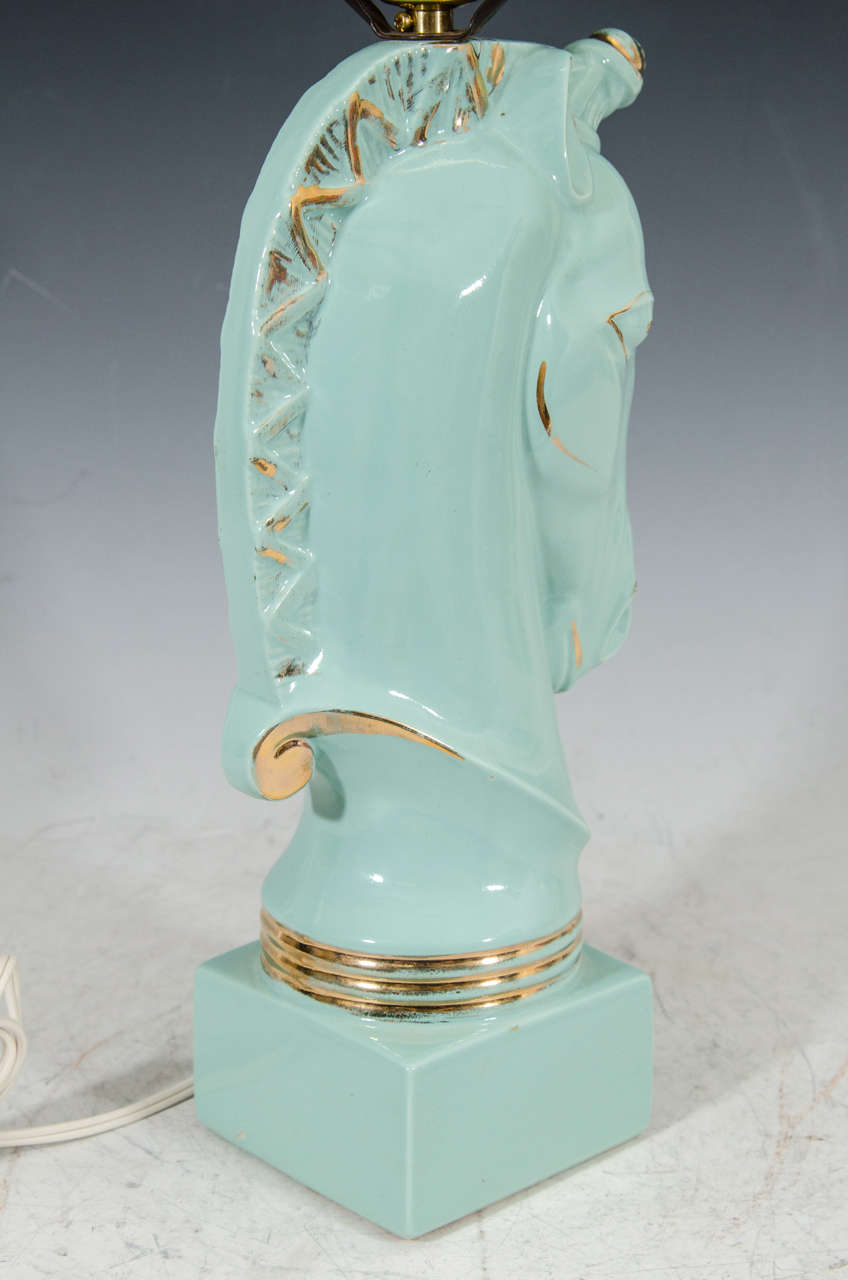 Vintage Pair of Seafoam Green Sculptural Horse Head Lamps at 1stDibs ...