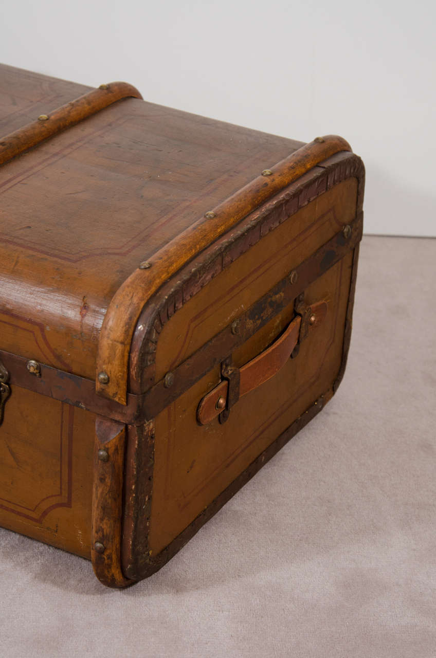 Antique English Wooden Hand-Painted Trunk at 1stDibs
