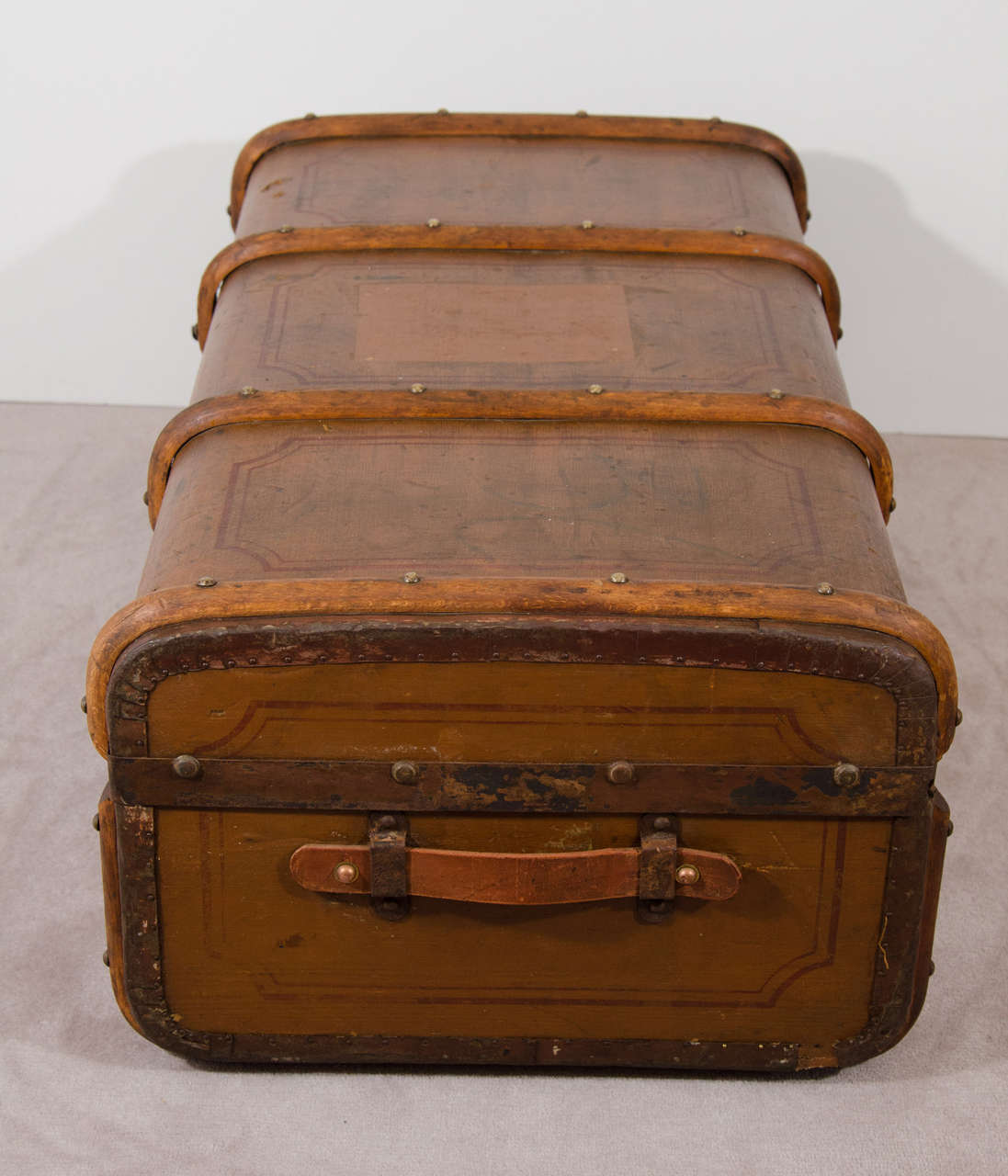 Antique English Wooden Hand-Painted Trunk at 1stDibs