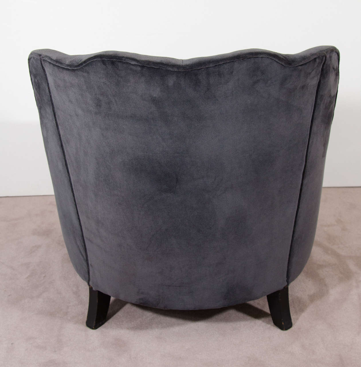 Midcentury Pair of Barrel Back Henredon Chairs in Charcoal Velvet at ...