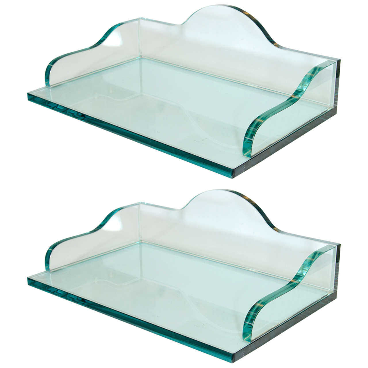 Pair of Solid Glass Trays or Shelves at 1stDibs