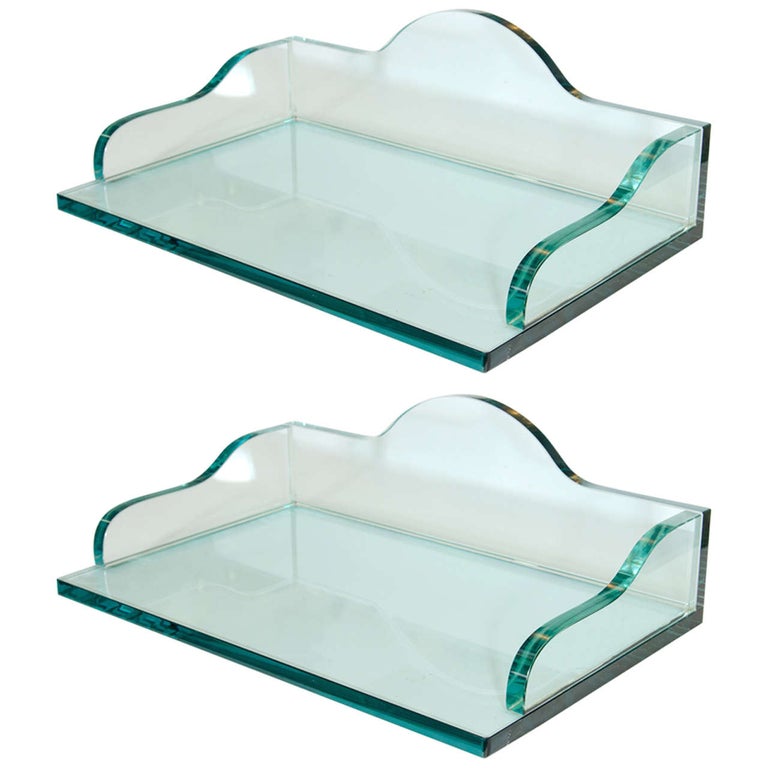 Pair of Solid Glass Trays or Shelves at 1stDibs