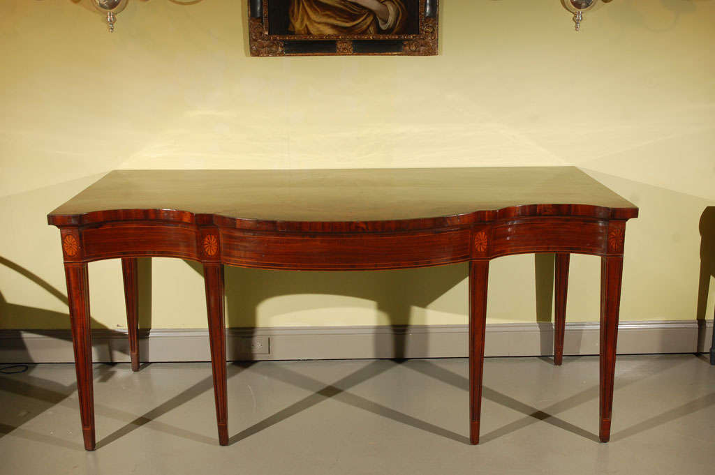 Large English Hepplewhite Serving Table with Oval Inlay Top at 1stDibs