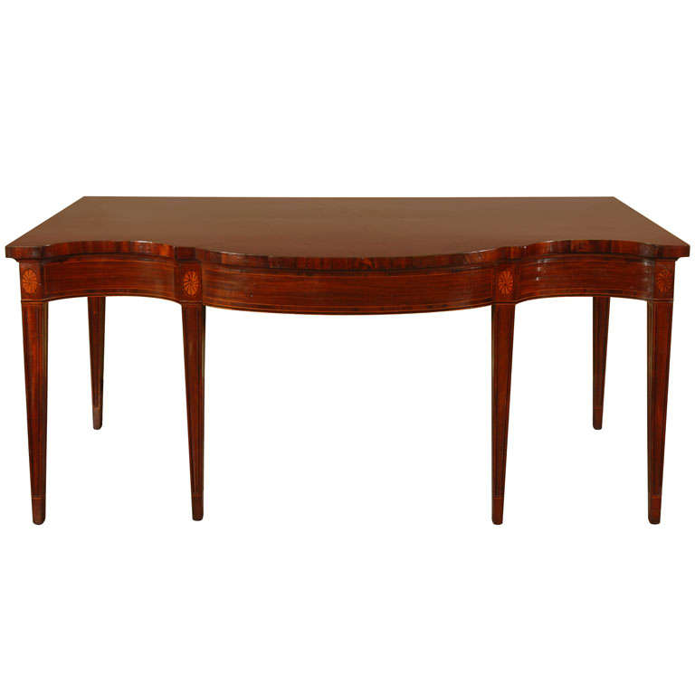 Large English Hepplewhite Serving Table with Oval Inlay Top at 1stDibs