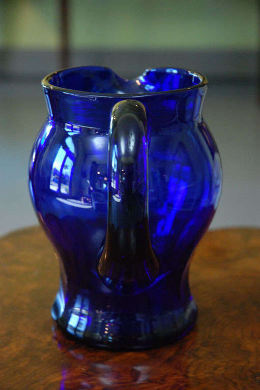 An English Bristol Blue Blown Glass Pitcher at 1stDibs