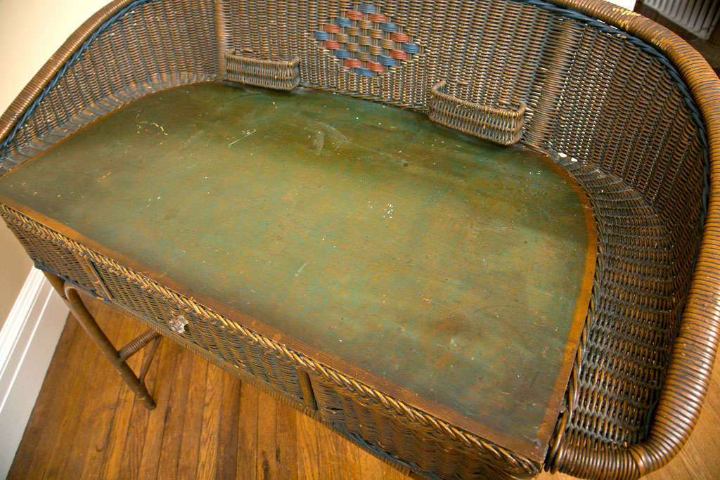 Antique Deco Wicker Desk at 1stDibs