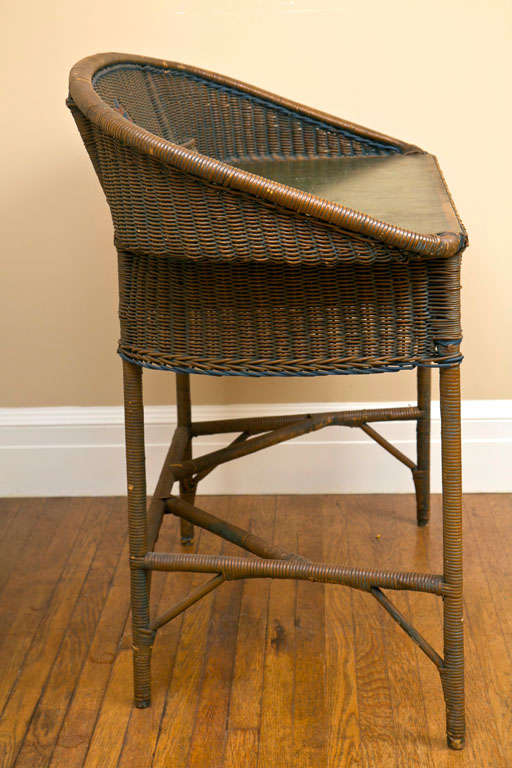 Antique Deco Wicker Desk at 1stDibs