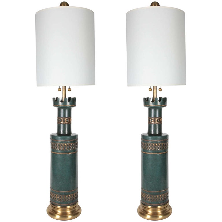 Marbro Jade Green Ceramic Lamps at 1stDibs