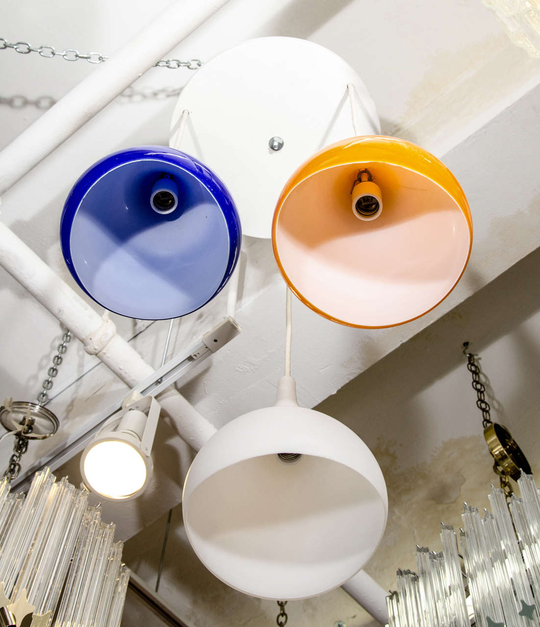 Mid Century Tri-Colored Pendant Light with Glass Shades at 1stDibs ...