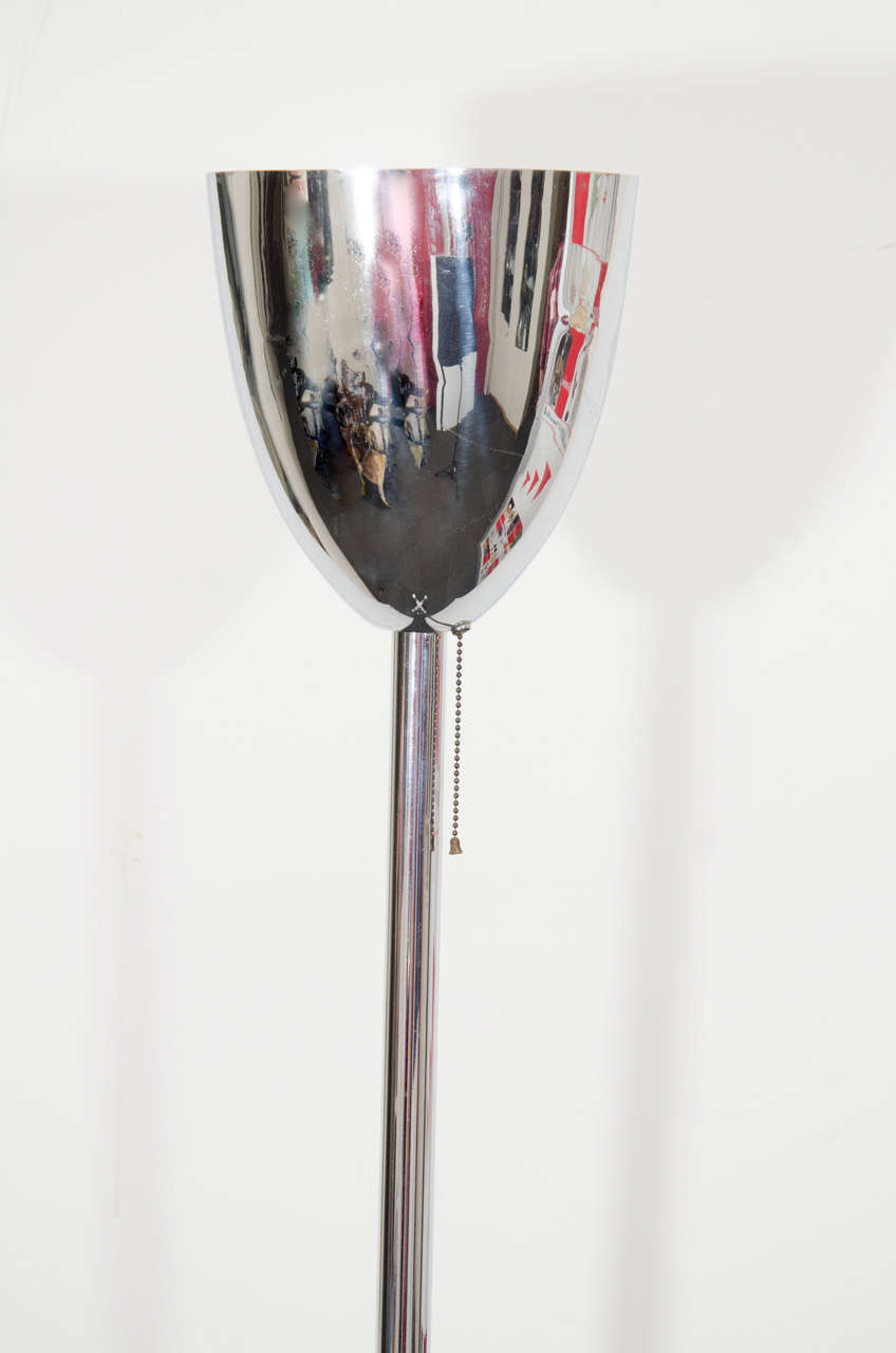 Art Deco Donald Deskey Floor Lamp in Polished Nickel For Sale at 1stDibs