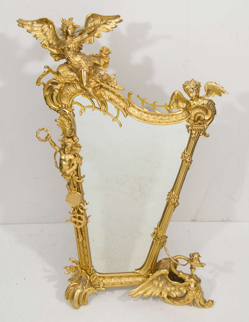 Vintage Elaborate Gold-Plated Bronze Table Mirror at 1stDibs | gold ...