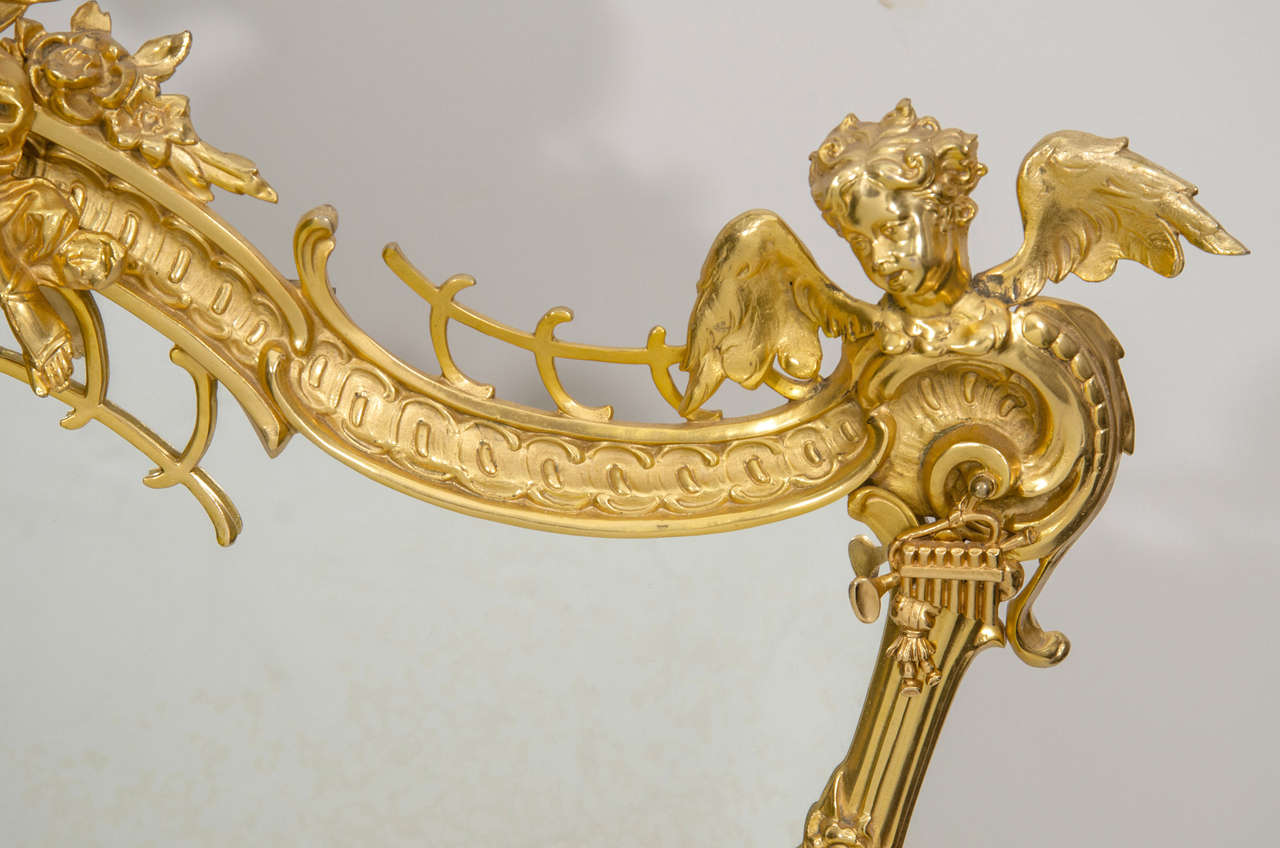 Vintage Elaborate Gold-Plated Bronze Table Mirror at 1stDibs | gold ...