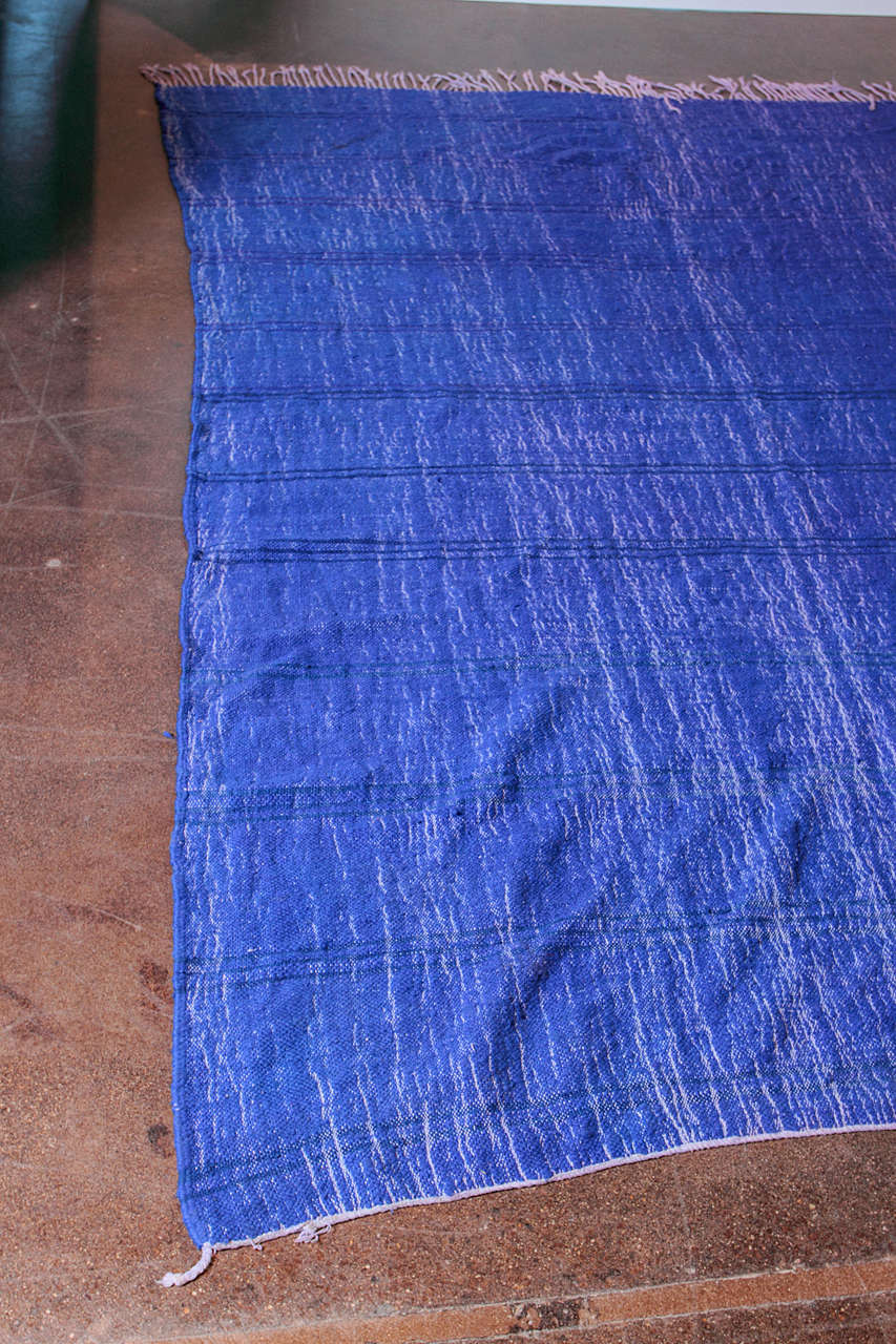 Vintage Blue Over Dyed Turkish Carpet For Sale at 1stDibs