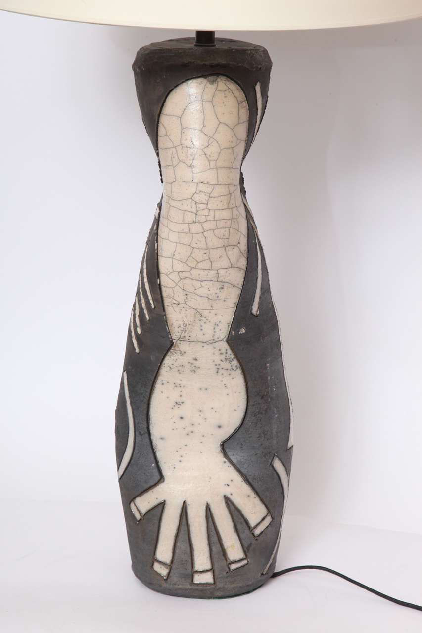 Pair of Sculptural Ceramic Table Lamps, Signed at 1stDibs