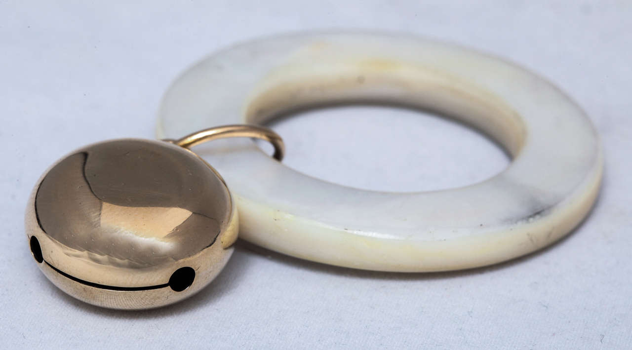 Tiffany Edwardian 14-Karat Gold and Mother-of-pearl Baby Rattle or ...