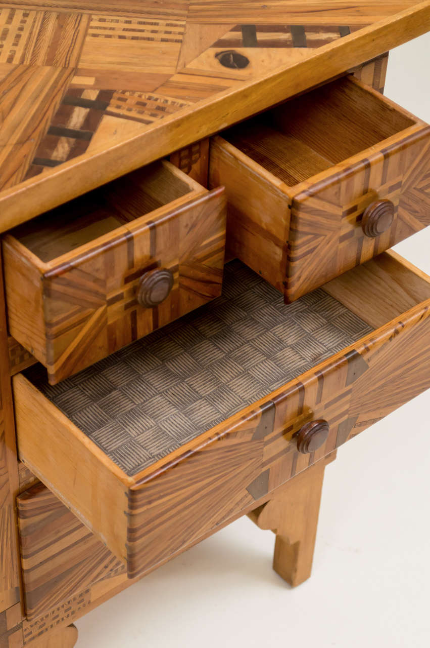 American Folk Art Three-Drawer Side Table at 1stDibs