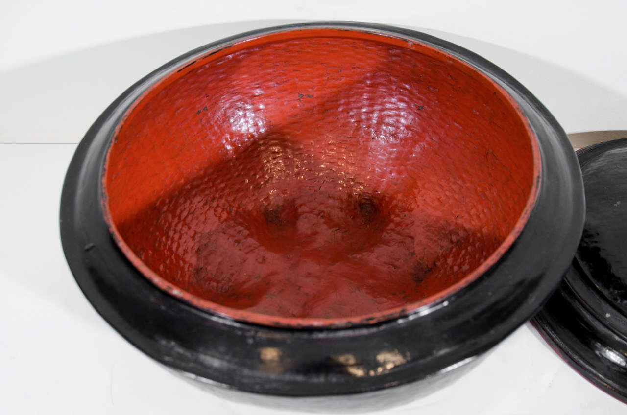 Lacquer Ceremonial Monastery Food Bowl For Sale at 1stDibs