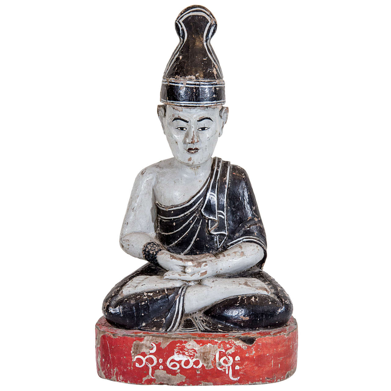 Pair of Carved Giltwood Buddhist Temple Monk Statues at 1stDibs | monk ...