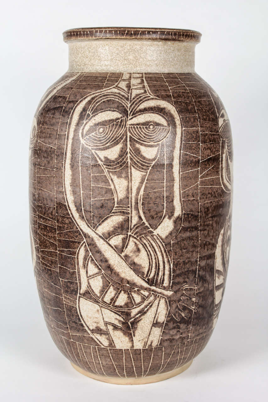Aaron Bohrod and F. Carlton Ball Hand-Thrown Pottery "Eve" Vase For ...