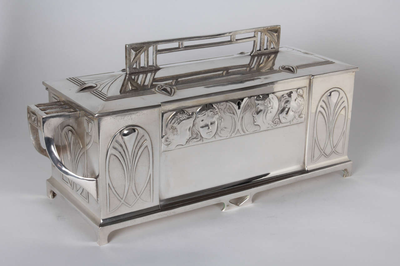 WMF Jugendstil Art Nouveau "Four Seasons" Jewelry box c. 1900 For Sale ...