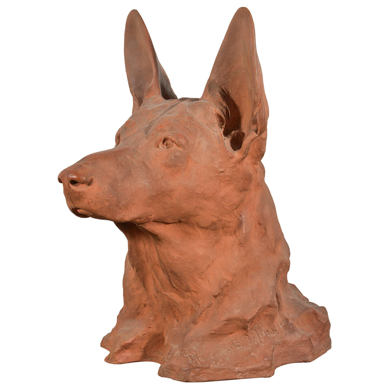 French Terracotta German Shepherd Portrait For Sale at 1stDibs