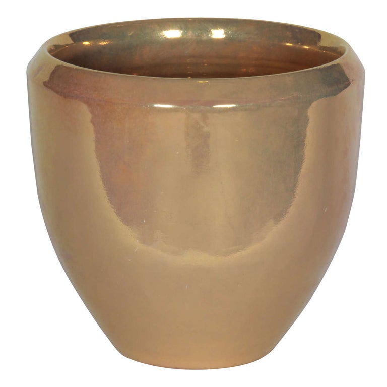 Gold Ceramic Planter For Sale at 1stDibs