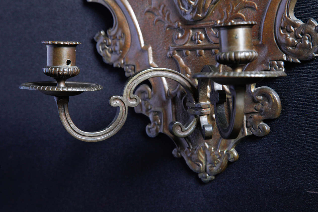 A French 17th Century Style Bronze 2-Light Pair of Wall-Sconces For ...