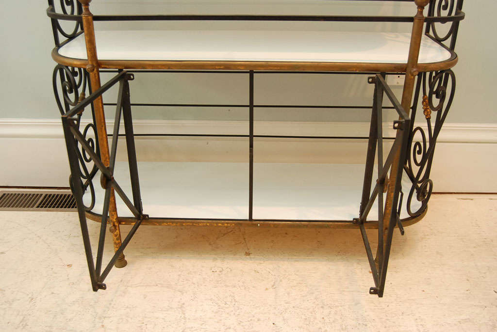 French Iron Bakers Rack with Milk Glass Shelves at 1stDibs | milk glass ...