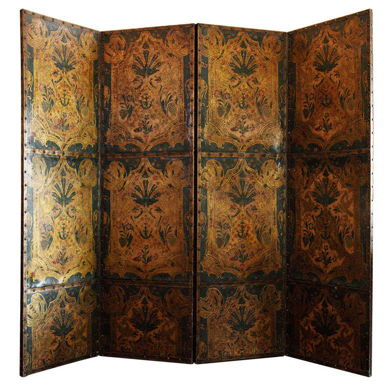 Embossed Leather Screen at 1stDibs