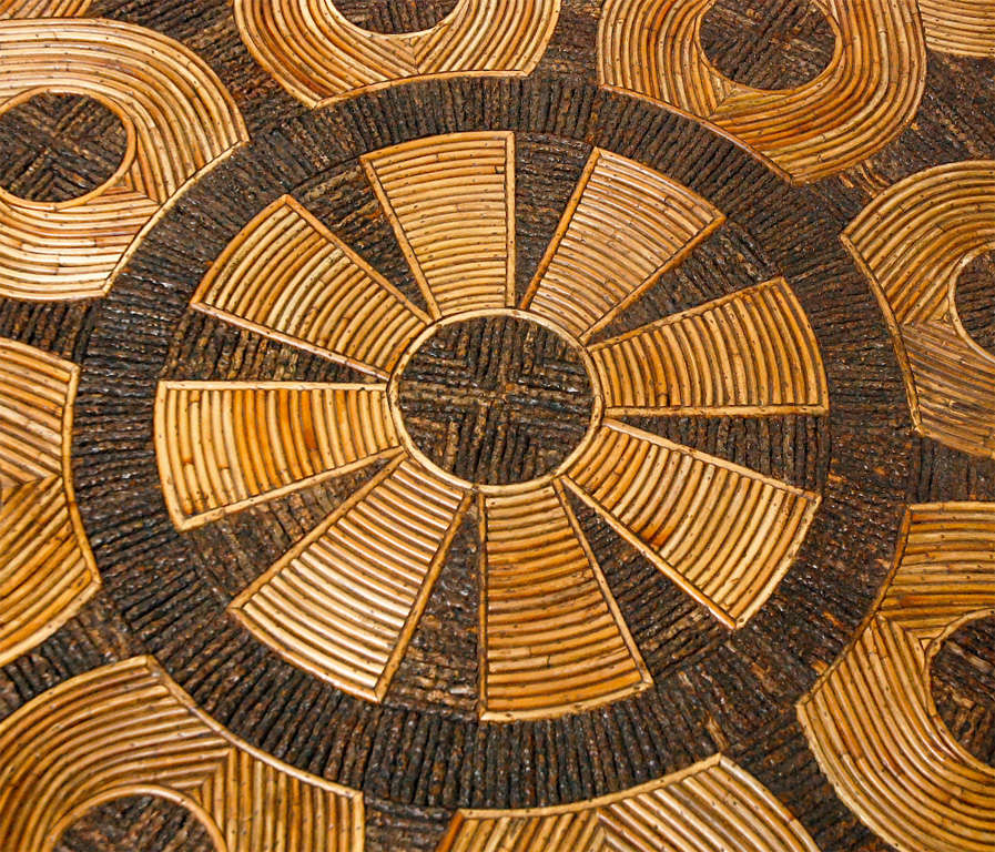 Rattan and Twig Mosaic Coffee Table at 1stDibs