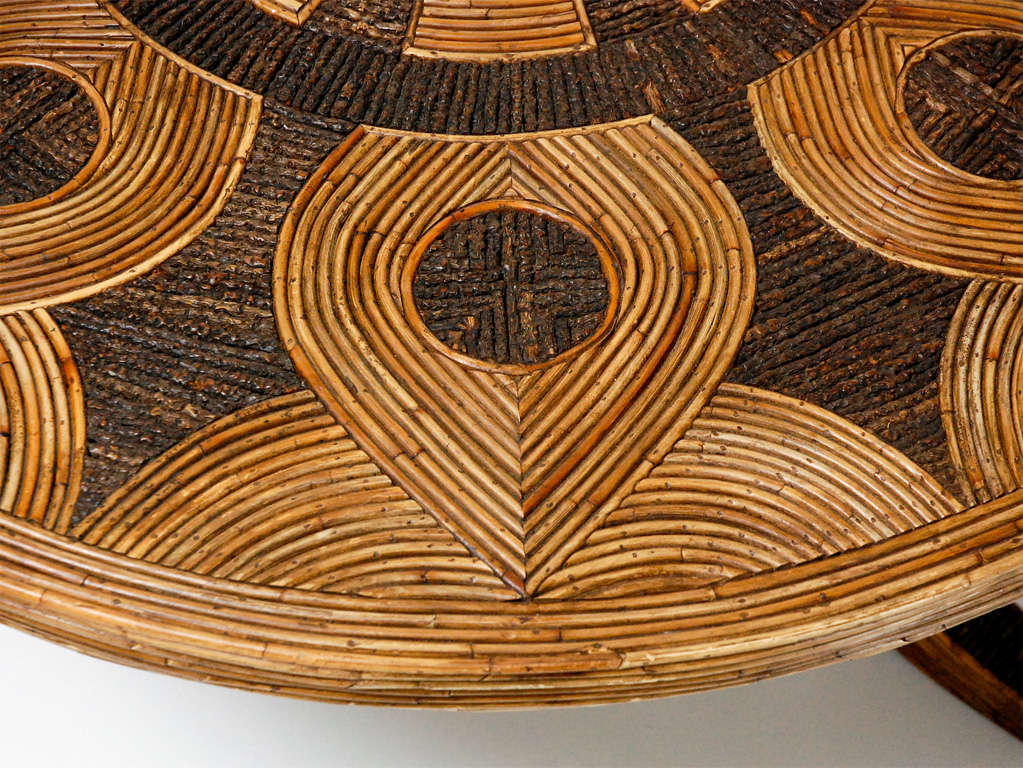Rattan and Twig Mosaic Coffee Table at 1stDibs