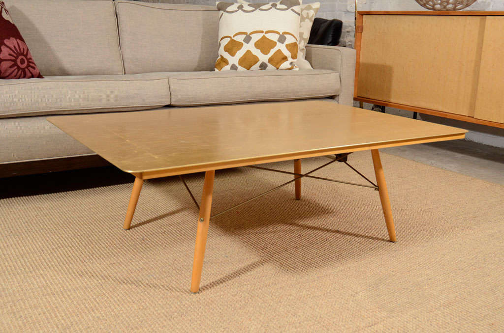 Eames Anniversary Table with Gold Leaf Top and Maple Frame at 1stDibs ...