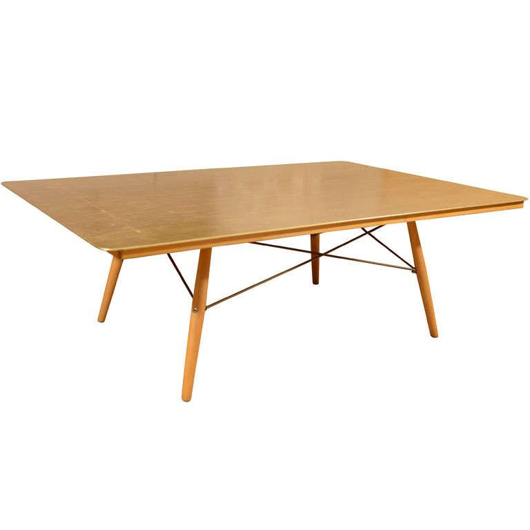 Eames Anniversary Table with Gold Leaf Top and Maple Frame at 1stDibs ...