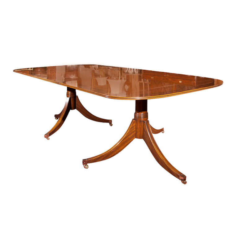Custom English Walnut Double Pedestal Dining Table For Sale at 1stdibs